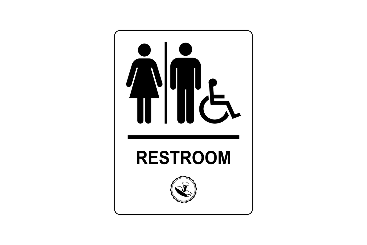 Restroom Sign w/ Logo | stampWRLD